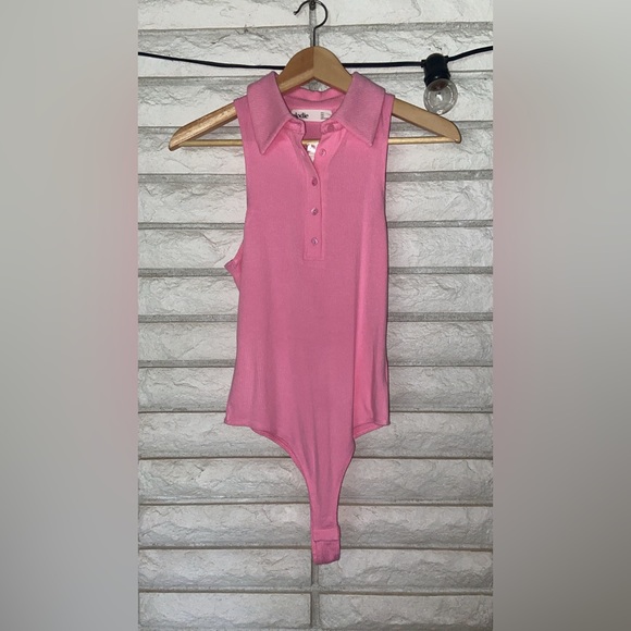 Elodie | Tops | New Elodie Pink Bodysuit Polo | Poshmark
